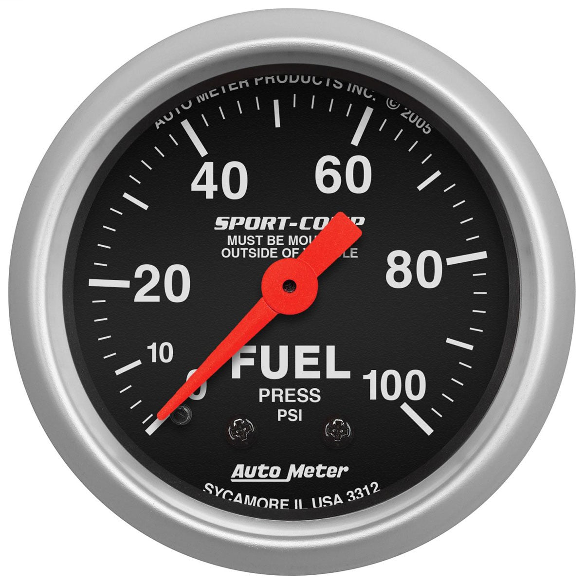 AU3312 AUTOMETER SPORT-COMP SERIES FUEL PRESSURE GAUGE 2-1/16" FULL ...