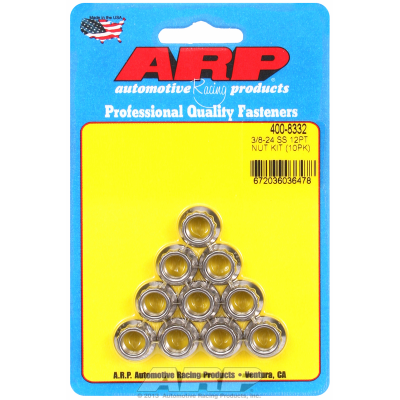 AR400-8332 ARP 12-POINT NUT, POLISHED S/S 3/8" UNF THREAD (10 Pack ...