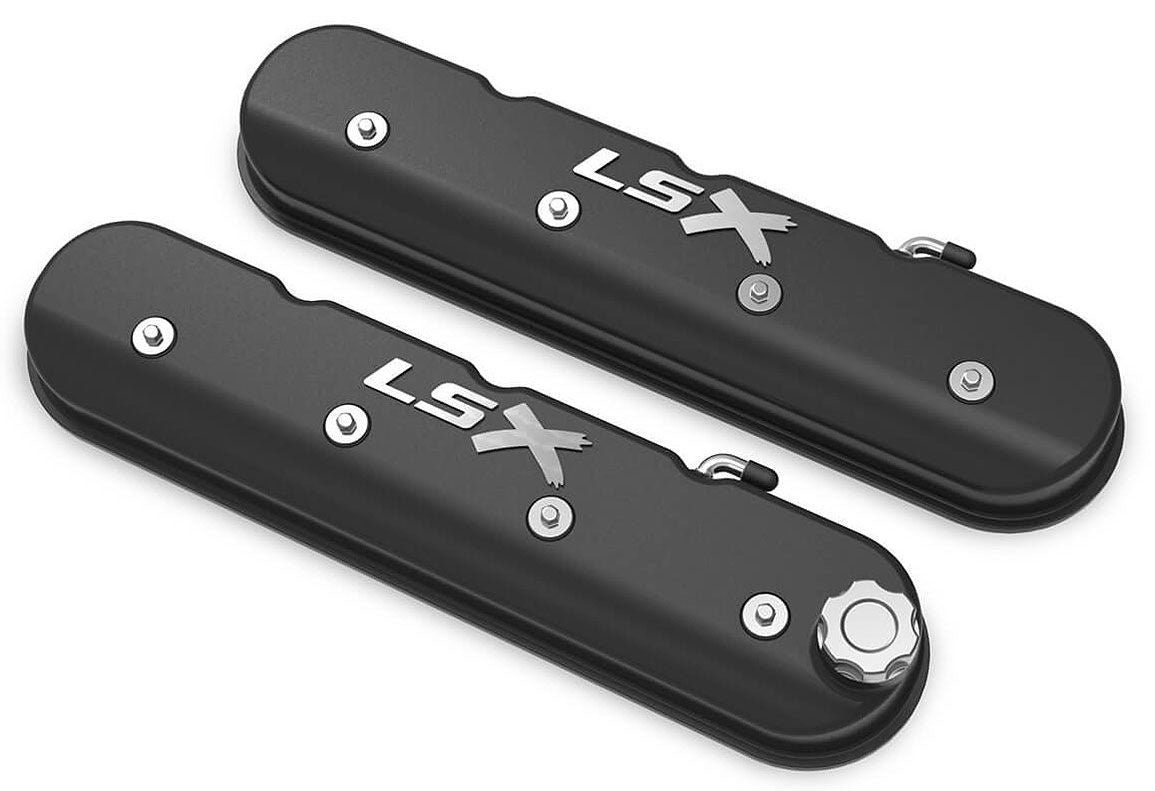 HO241-407 BLACK SATIN LSX VALVE COVERS, TALL SUIT GM LS SERIES ...
