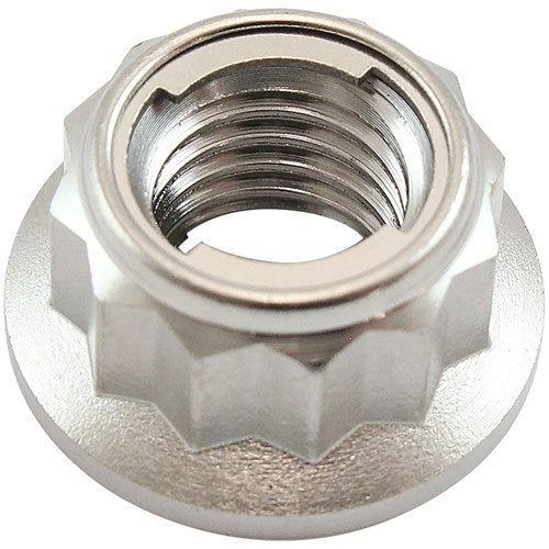 M10 x 1.50mm Titanium 12 Point Locking Nut Natural Finish, Sold Single ...